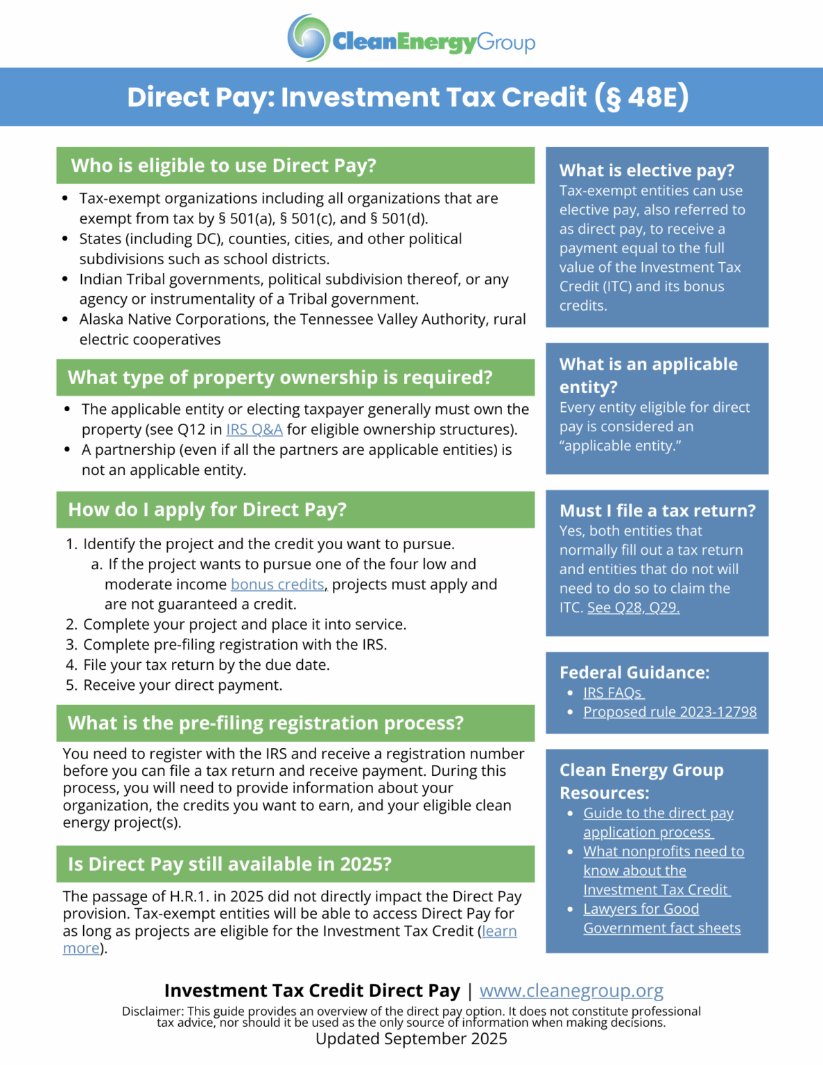 Investment Tax Credit (ITC) Direct Pay Fact Sheet for Nonprofits ...