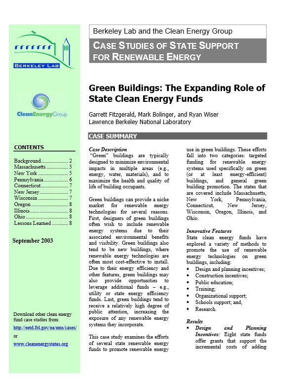 Green Buildings: The Expanding Role of State Clean Energy Funds - Clean ...
