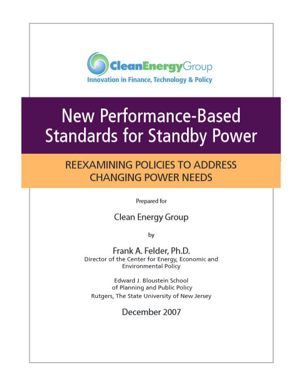 New Performance-based Standards for Standby Power: Reexamining Policies ...