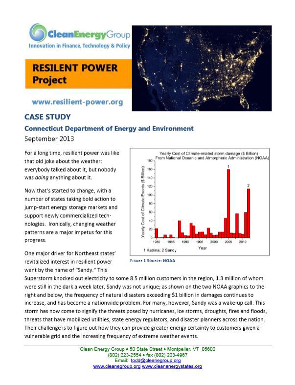 CEG Resilient Power Case Study: Connecticut Department of Energy and ...