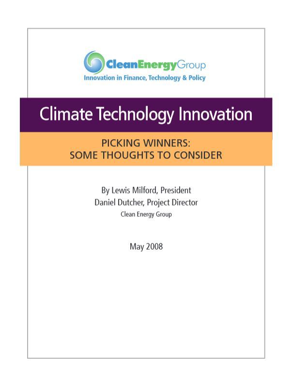 Climate Technology Innovation: Picking Winners- Some Thoughts to ...