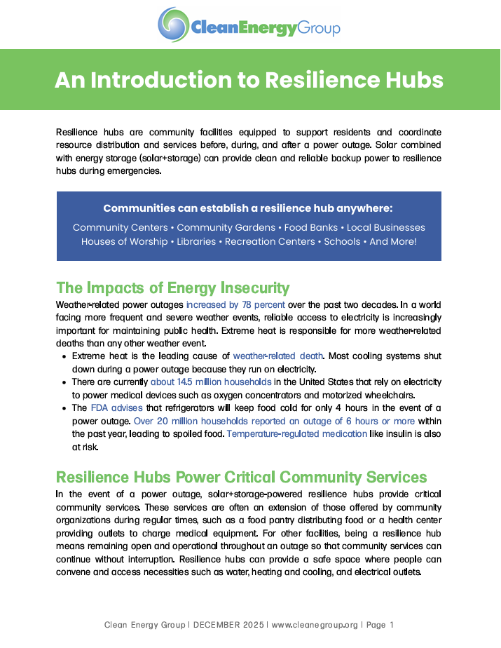 An Introduction to Resilience Hubs - Clean Energy Group