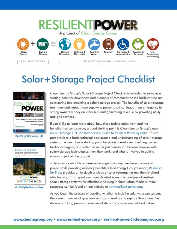 Solar+Storage Project Checklist - Clean Energy Group